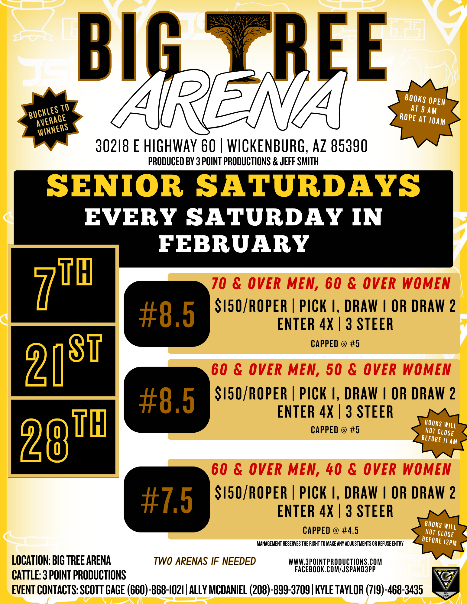 Saturdays in February at Big Tree Arena - 3 Point Productions