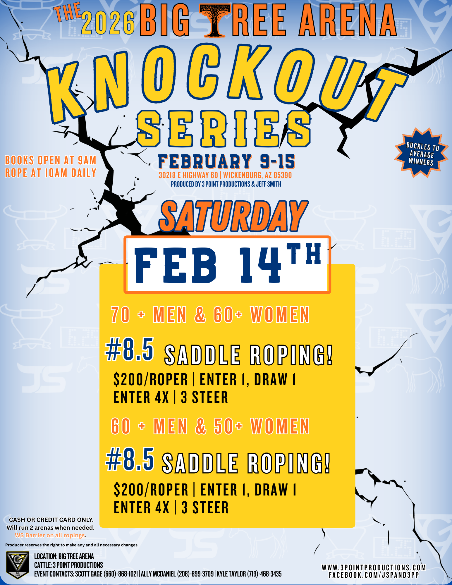 Big Tree Arena - KNOCKOUT SERIES - SATURDAY 2/14 - 3 Point Productions