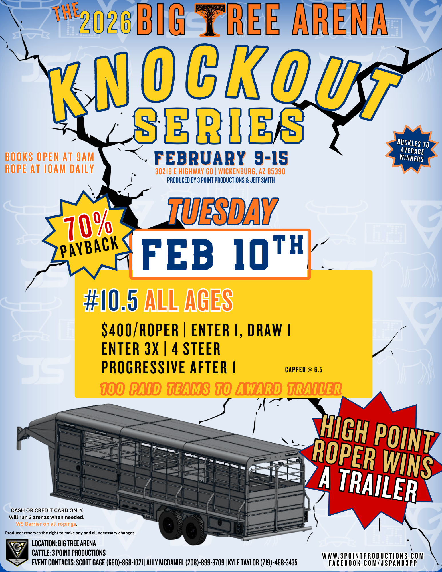 Big Tree Arena - KNOCKOUT SERIES - TUESDAY 2/10 - 3 Point Productions